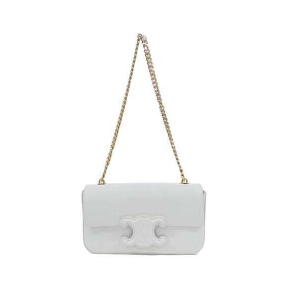 Celine | Bags | Celine Shoulder Bag White Metal Fittings Calf Handbag ...